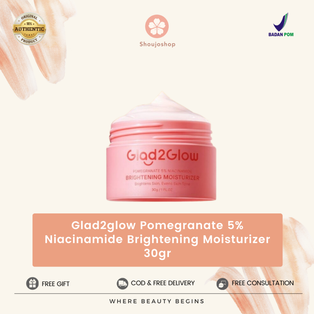 Jual Glad2glow Pomegranate 5 Niacinamide Brightening Moisturizer 30g