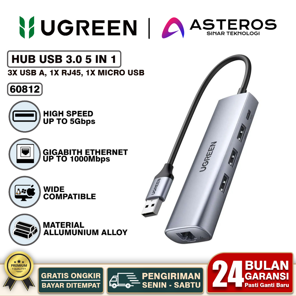 Jual UGREEN Hub Adapter USB 3.0 High Speed 5Gbps Data Transmission For ...