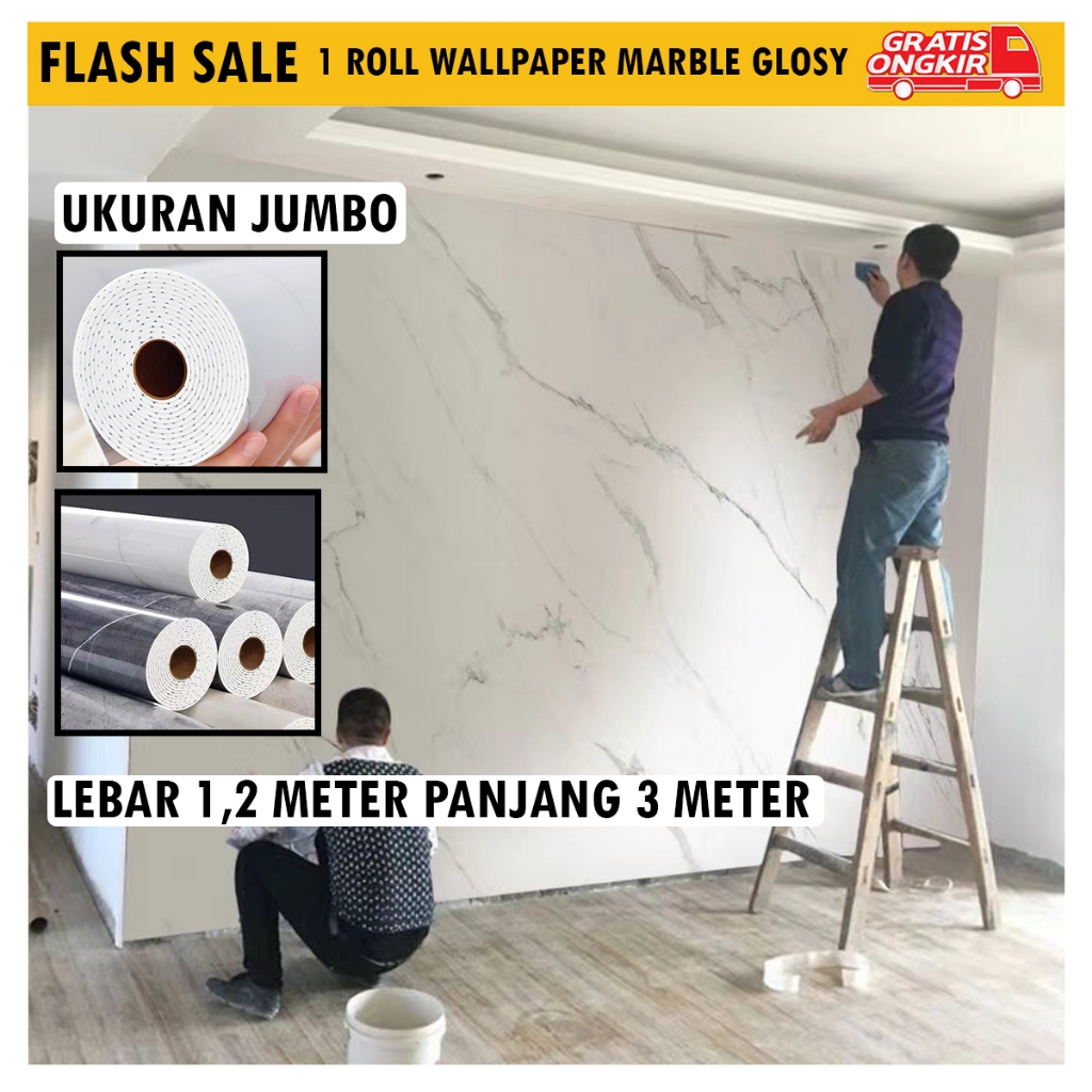 Jual Wallpaper Dinding Motif Vinyl Marble Foam Roll Sticker Lebar 1,2 ...