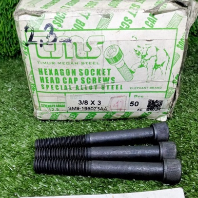 Jual Baut L Socket Head Baja UNC 12.9 - 3/8X3 T16 Hitam | Shopee Indonesia