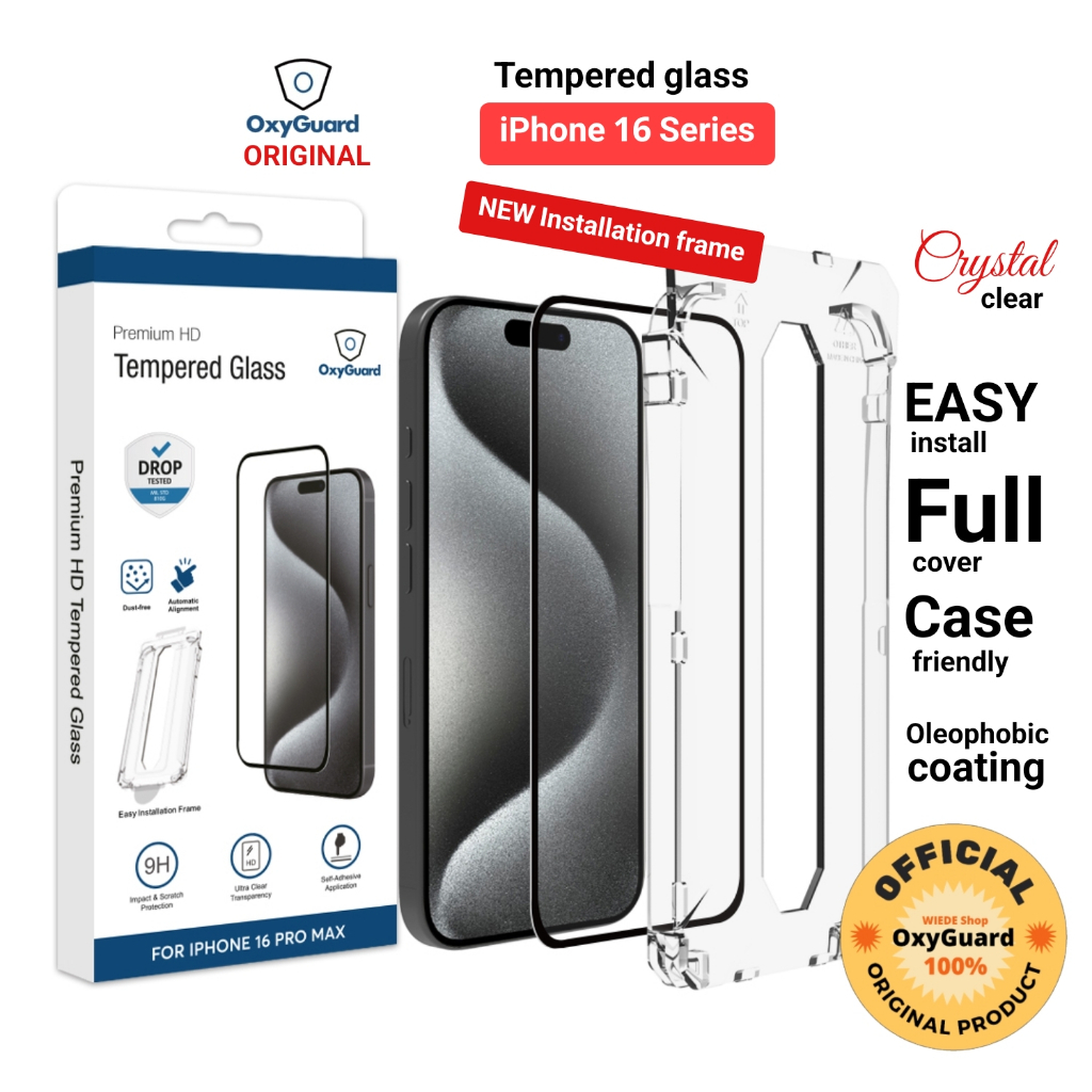 Jual Anti Gores iPhone 16 Pro Max 16 Pro 16 Plus OXYGUARD Tempered Glass Kaca Full Cover ...