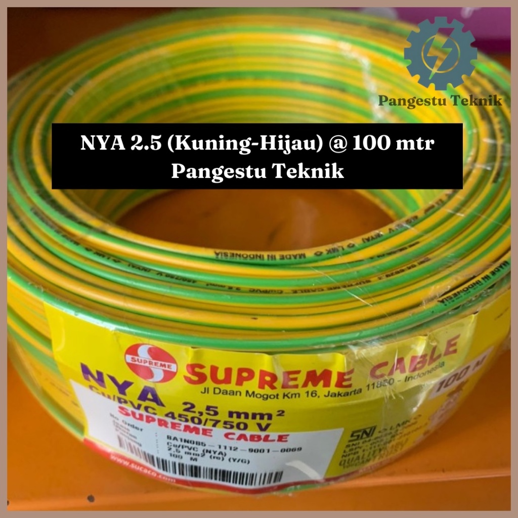 Jual Kabel NYA / TUNGGAL 2.5 mm Kuning Hijau SUPREME / 100 Meter / NYA 2,5 mm | Shopee Indonesia