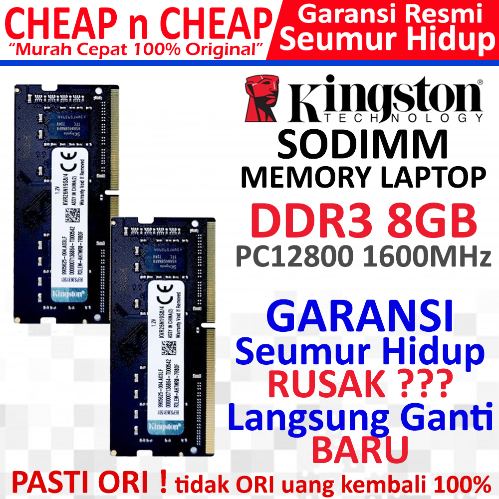 Jual Kingston DDR3 8GB 1600Mhz PC12800 RAM Laptop - Memory Sodimm Notebook AIO | Shopee Indonesia