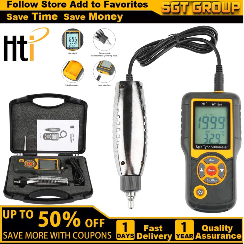 Jual HT-1201 Portable LCD Vibration Analyzer Tester Meter Vibrometer ...