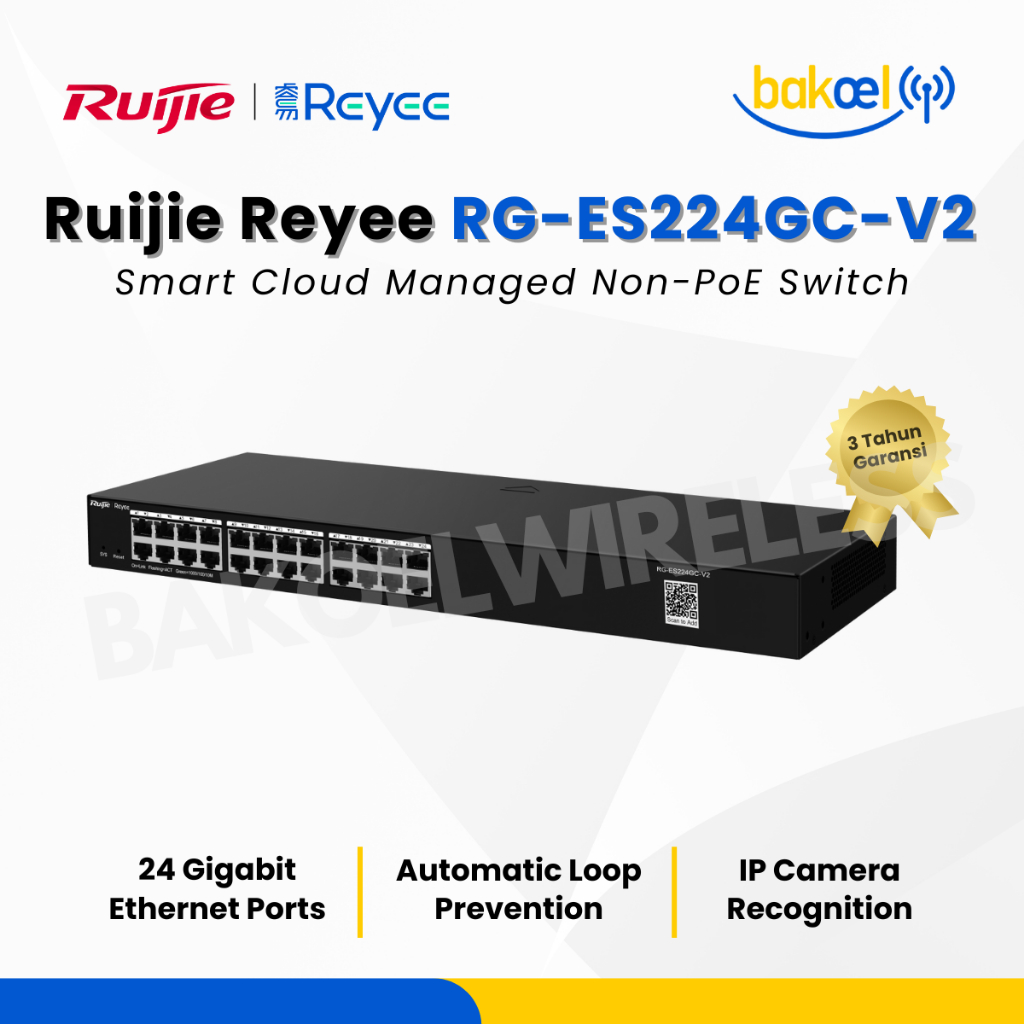 Jual Ruijie RG-ES224GC-V2 Switch Cloud Manage 24-Port Gigabit Non-PoE ...