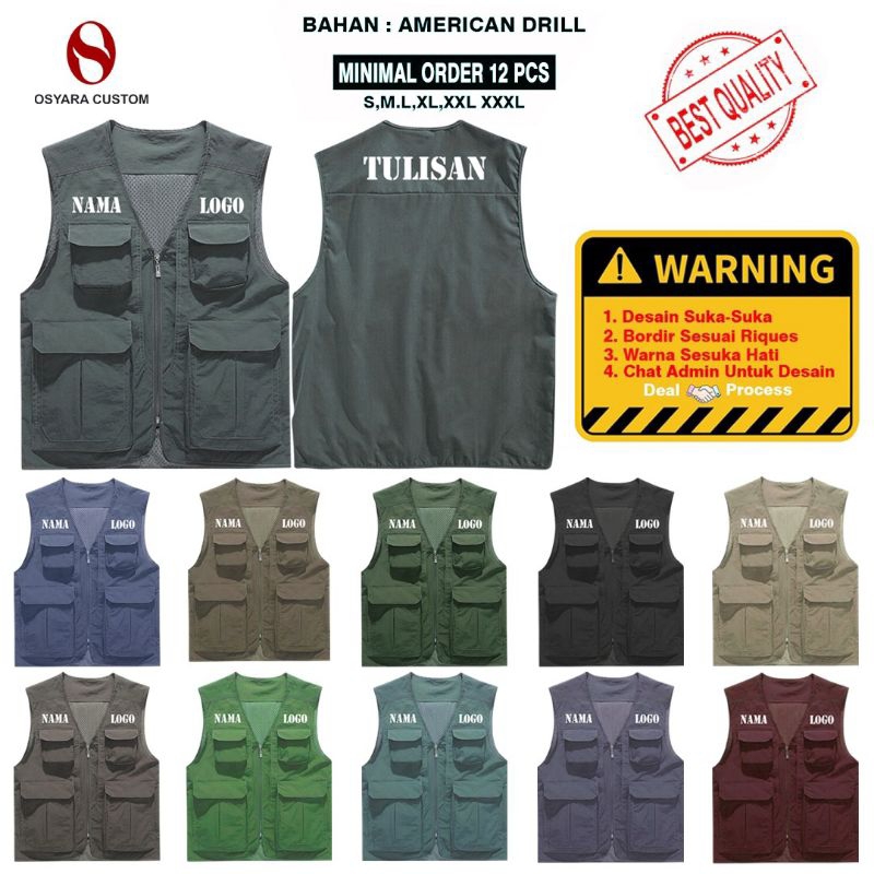 Jual Rompi Custom Bordir / Rompi Lapangan / Rompi Kantor / Rompi Bordir ...