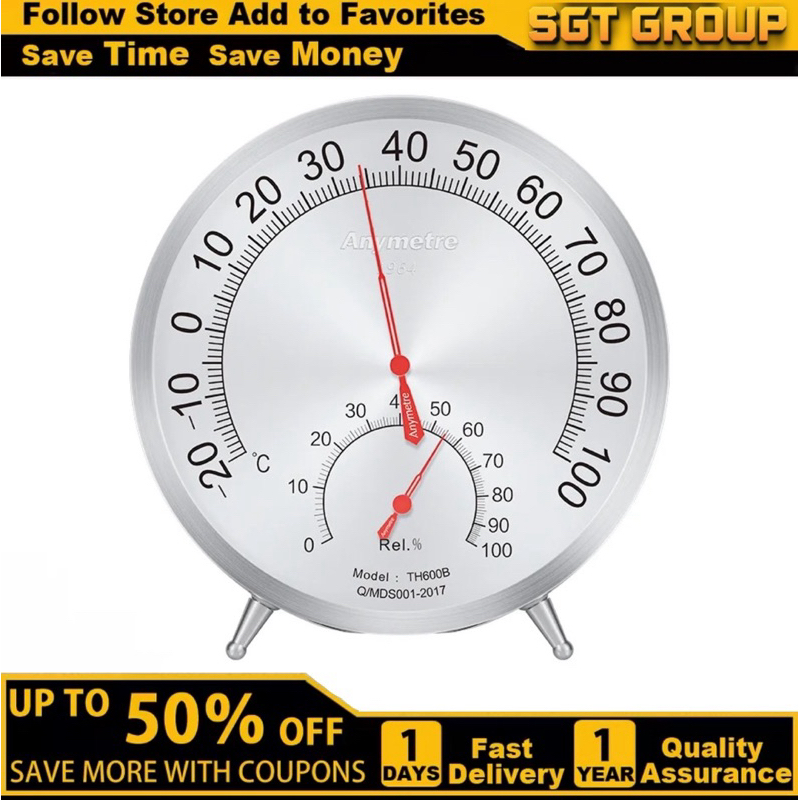 Jual Analog Thermometer Hygrometer Anymetre TH600B Termometer ...