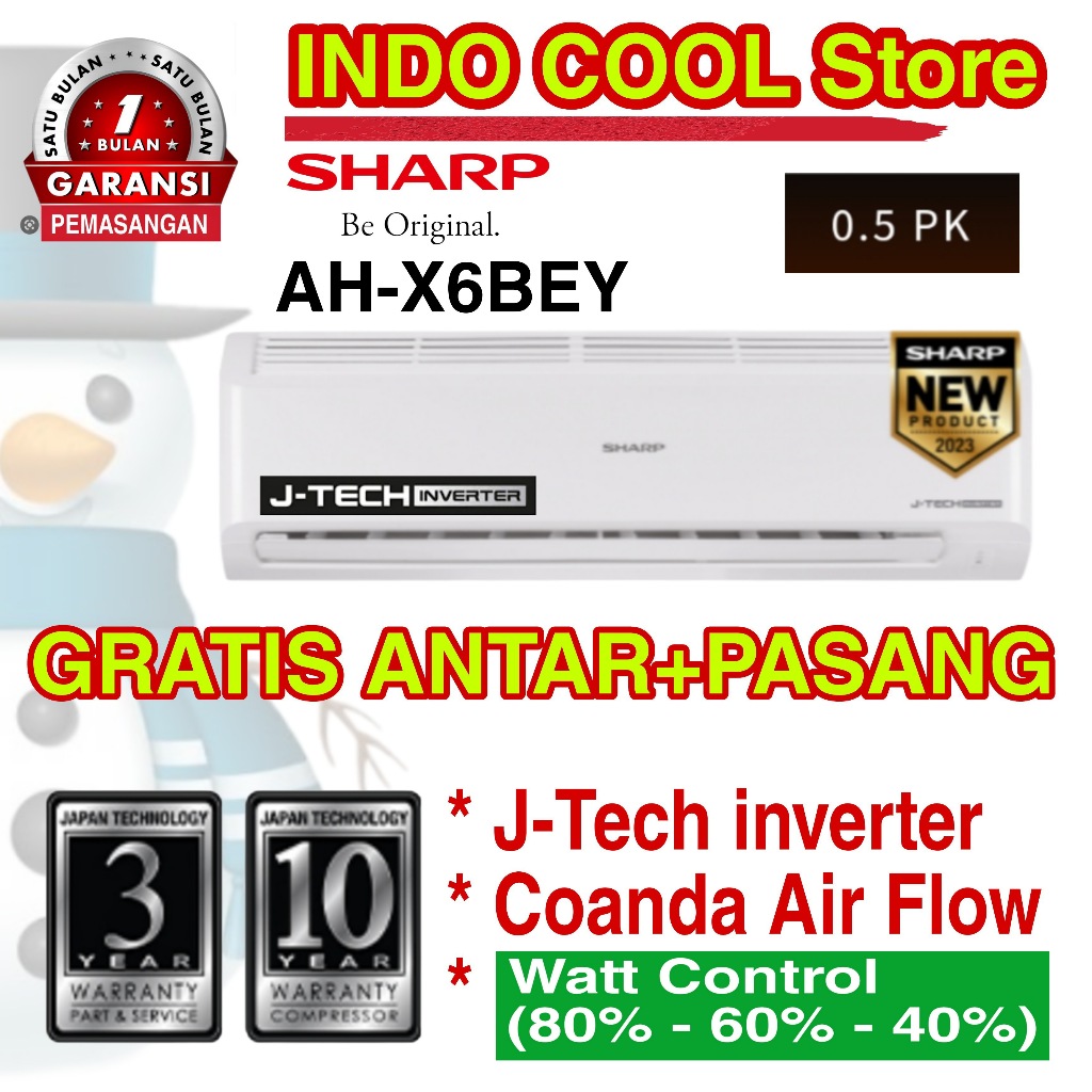 Jual Ac Sharp Split 1/2 PK Inverter AH-X6BEY Garuda Series | Shopee ...