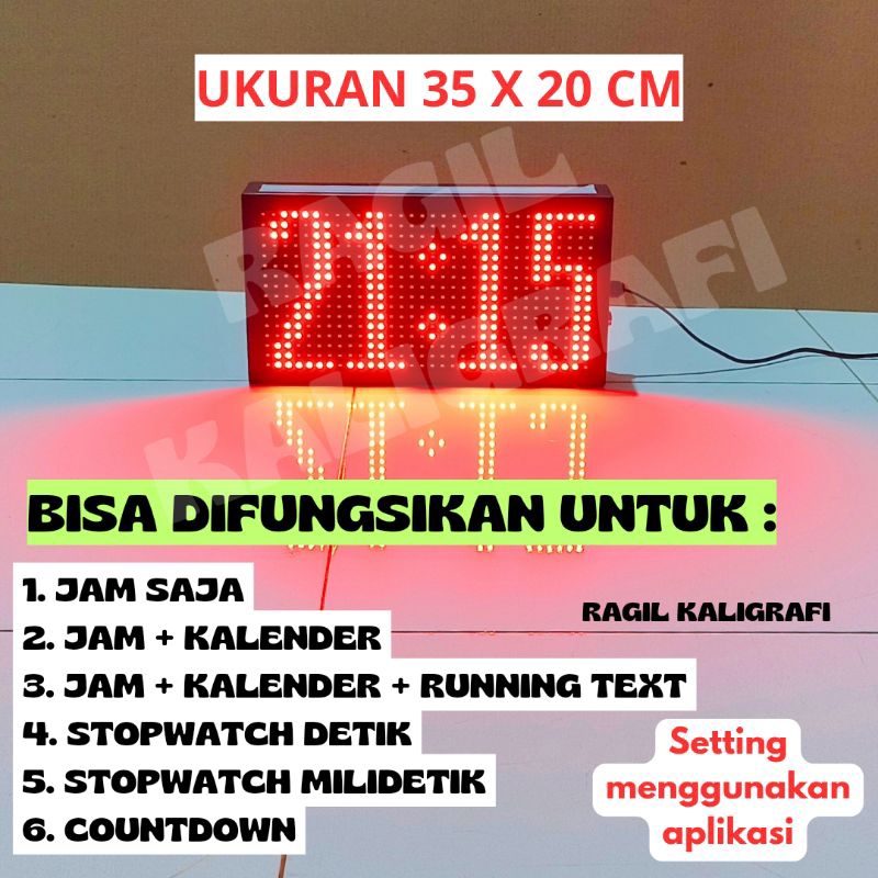 Jual Jam digital led besar ukuran 35 x 20 cm jam digital multifungsi ...