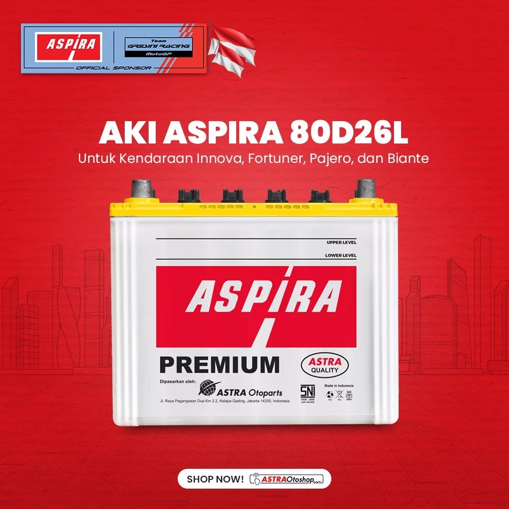 Jual Aspira 80D26L NX110-5L Aki Baterai Innova, Pajero, Fortuner, Triton Strada, Ford Escape ...