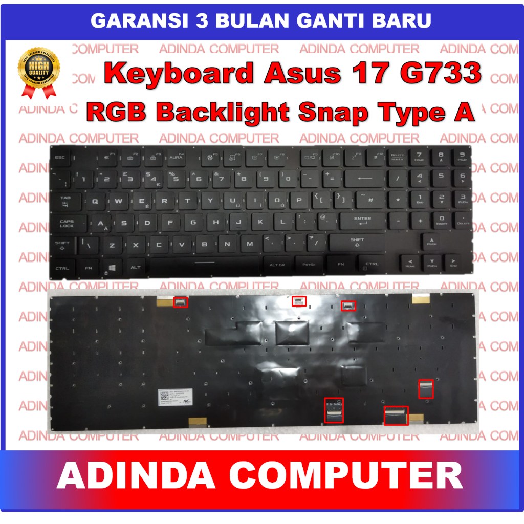 Jual Keyboard Asus ROG Strix Scar 17 G733 G733QR G733QS RGB Backlight ...