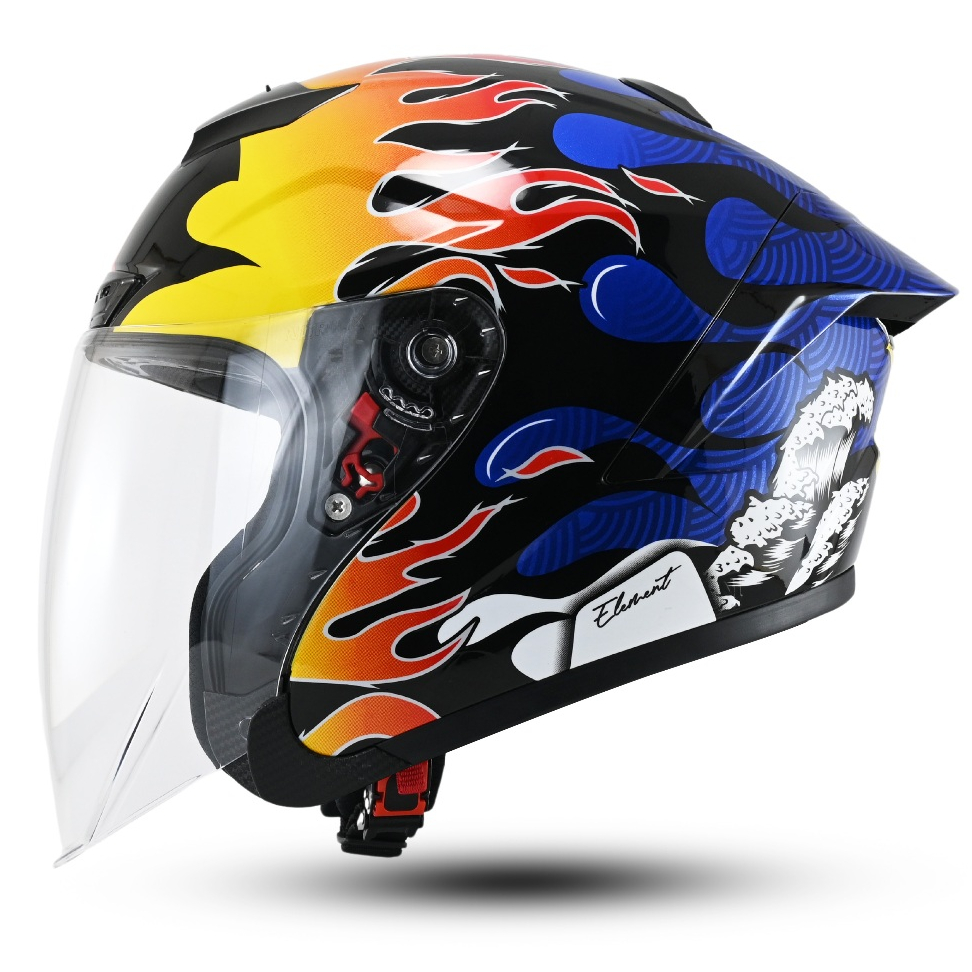 Jual Helm Half Face Jitsu J-Strike Motif Element Spoiler SNI Visor ...