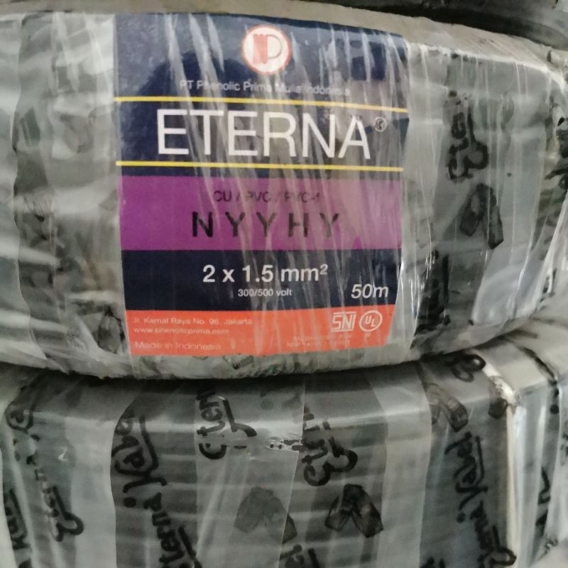 Jual Kabel Eterna 1 Roll 50M NYYHY NYY HY 2X1.5 2 X 1.5MM 2X1,5MM (isi 2 Serabut) | Shopee Indonesia