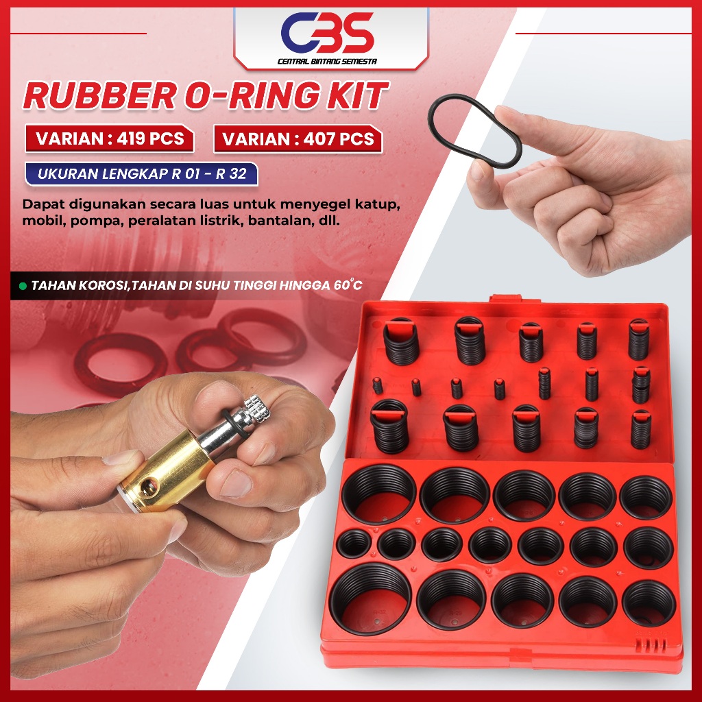 Jual O-ring Set - Oring Seal Kit 409 & 419 pcs - Karet Ring Set - Seal Set Motor Mobil - Box ...