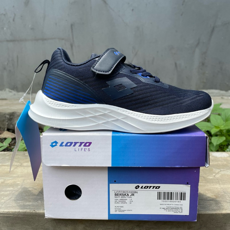 Jual Sepatu anak sekolah Lotto ORI PT MAP size 32 biru navy bukan hitam ...