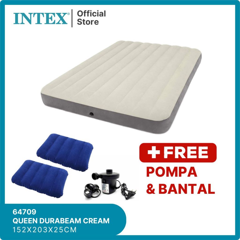 Jual Kasur Angin Intex Queen Deluxe High Airbed PROMO BUNDLING 64709 ...