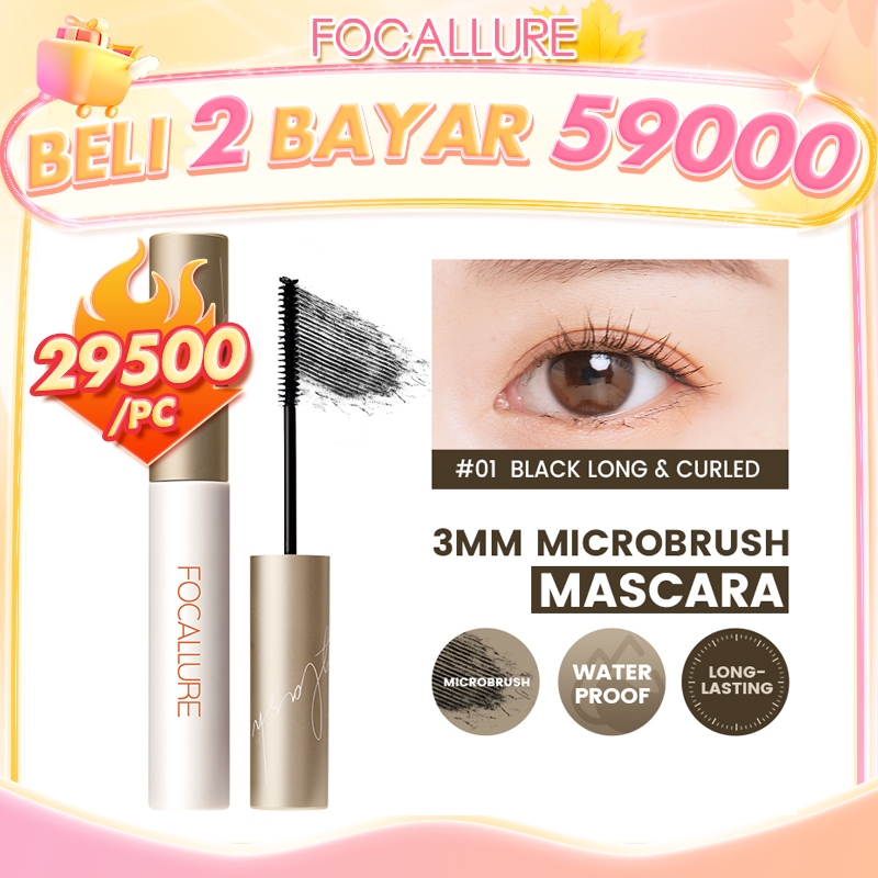 Jual FOCALLURE Curled Mascara 3mm Micro Brush Fiber-filled Mascaras ...