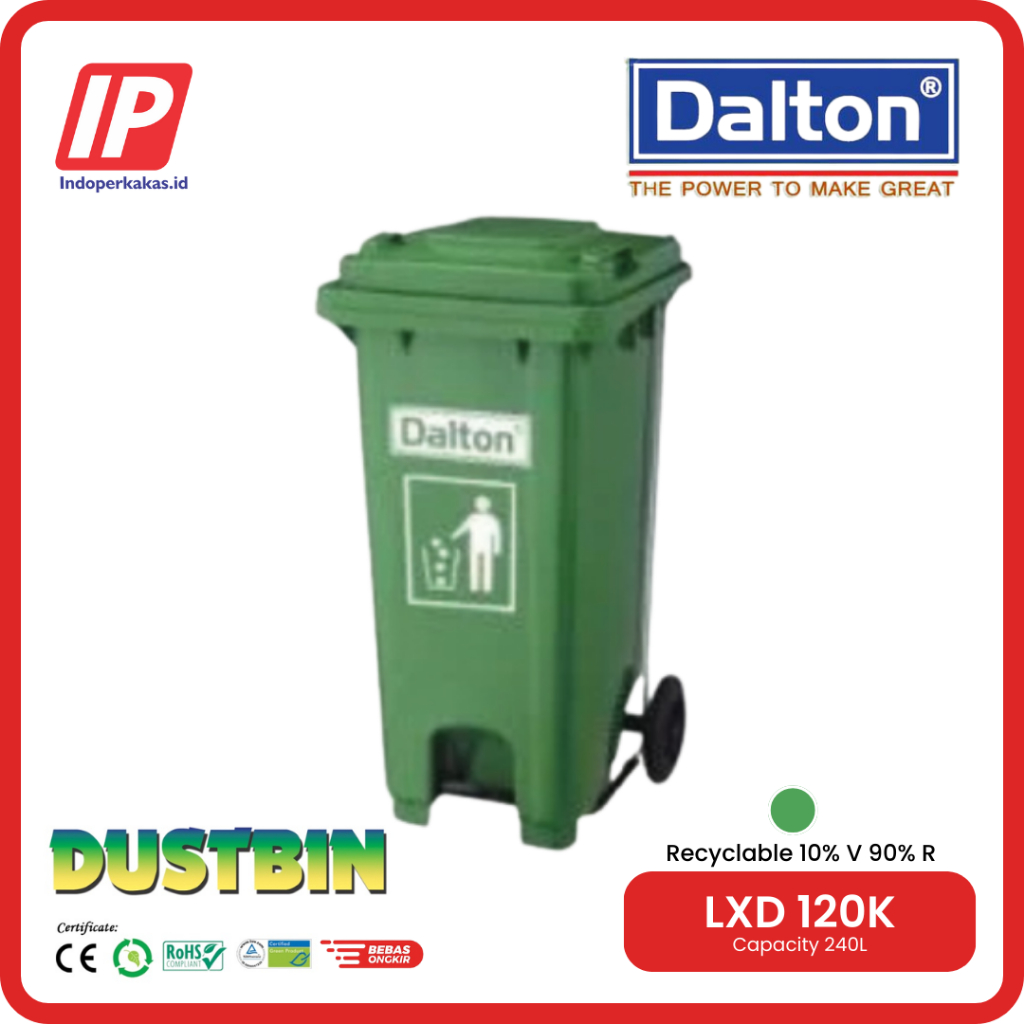 Jual Tempat Sampah Plastik HDPE Dalton 100 120 240 Liter Roda dan Pedal Set | Shopee Indonesia