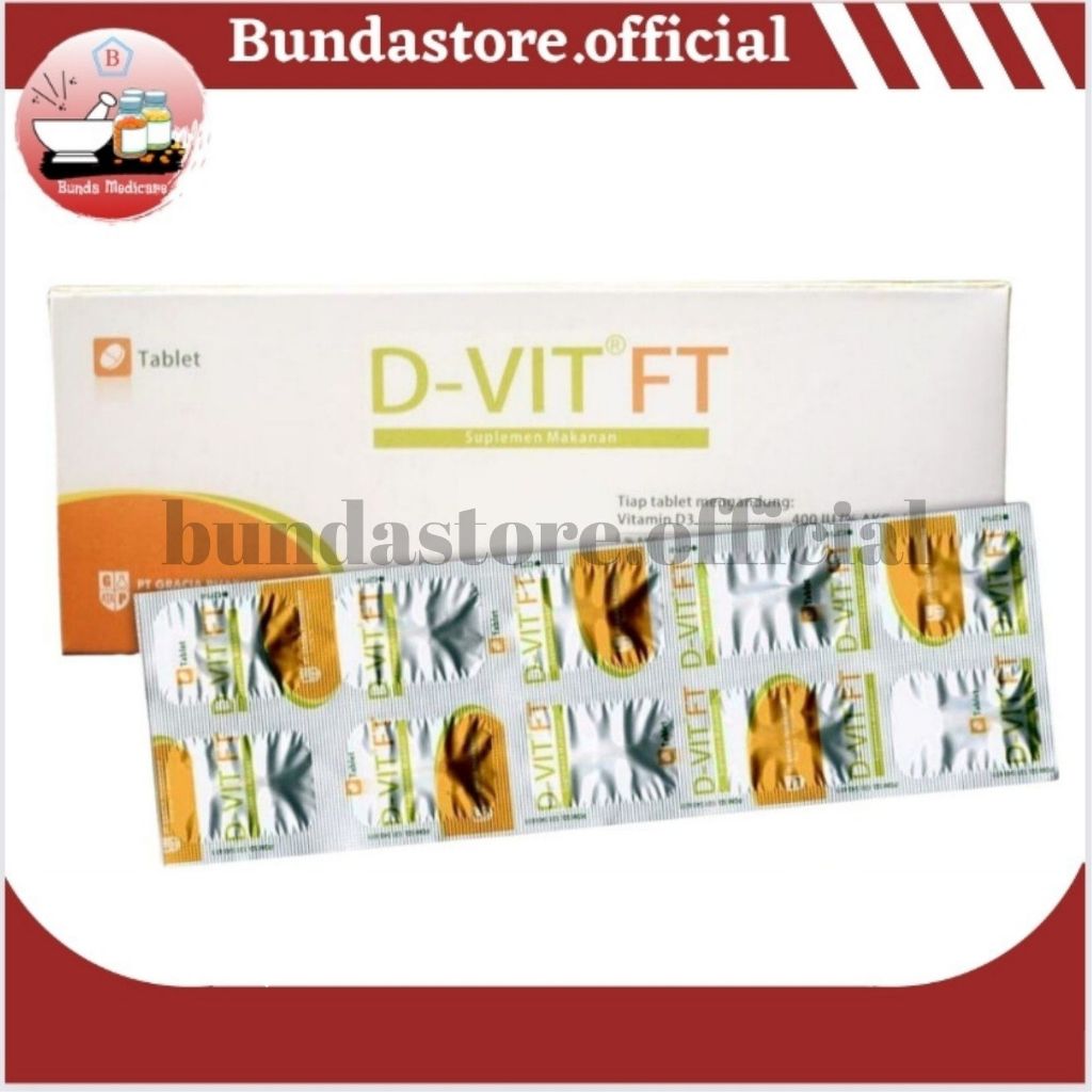 Jual D-Vit FT 400 IU Tablet Vitamin D - Suplemen Vitamin D - SATUAN ...
