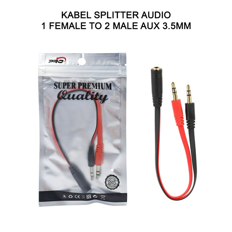 Jual CONVERTER KABEL SPLITTER AUDIO 2IN1 FEMALE TO MALE AUX 3.5MM ...