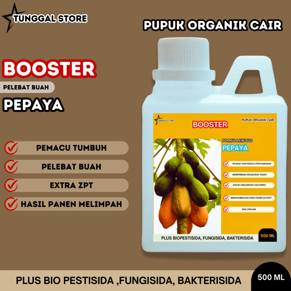 Jual Pupuk Organik Pelebat dan Perangsang Buah Pepaya 500 ml - Nitrogen ...