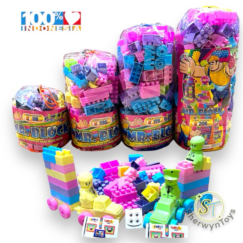 Jual Mainan Edukasi Anak Puzzle Mr Block Mainan Balok Besar Anak Balita ...