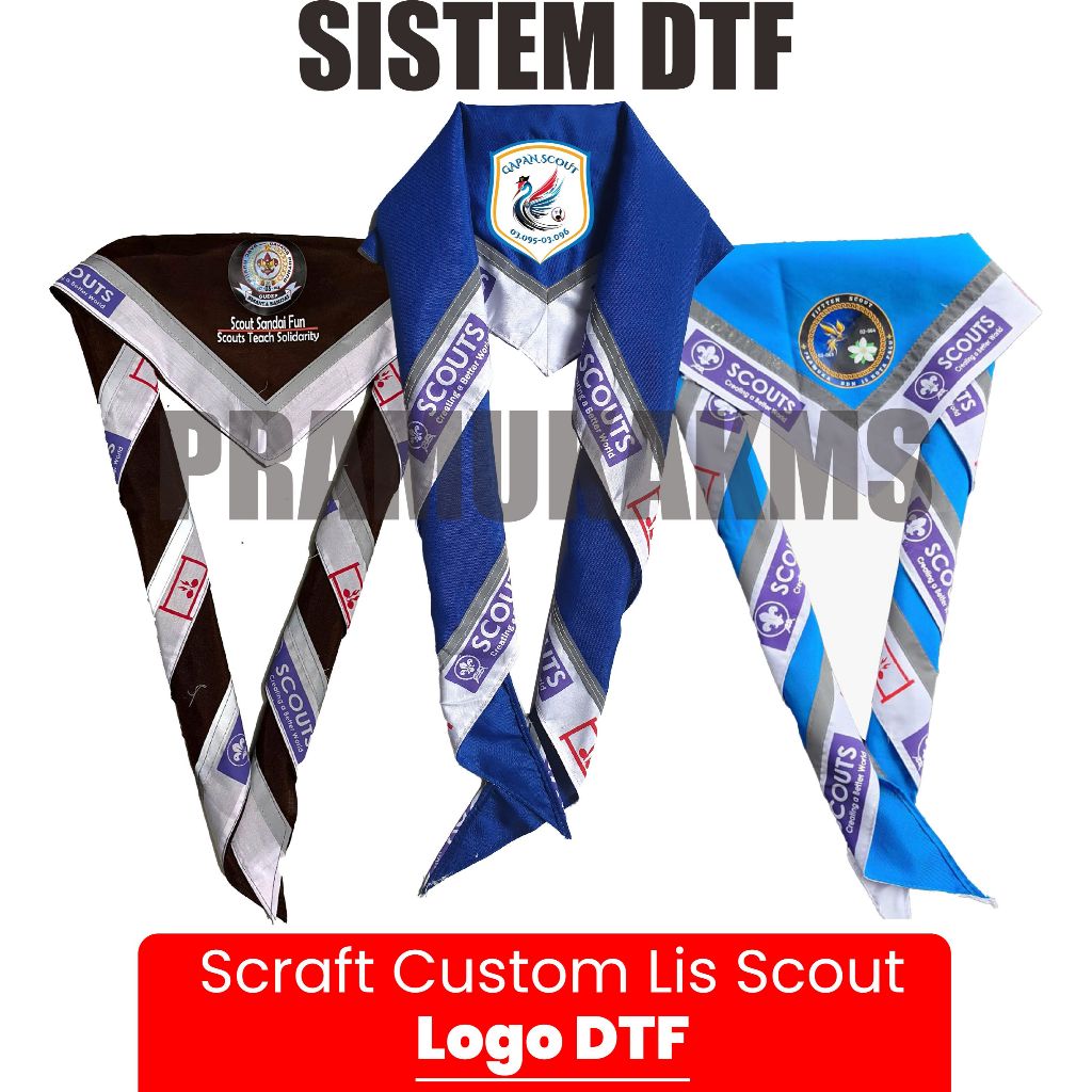 Jual SCARF PRAMUKA CUSTOM Logo DTF Print Scraf Pramuka lis sablon LOGO ...