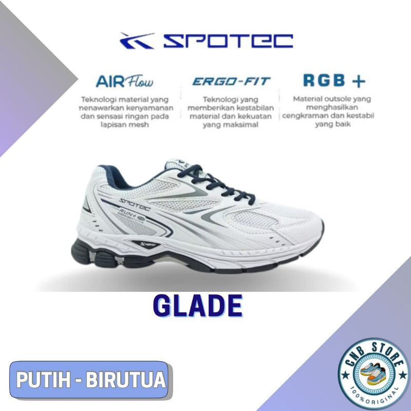 Jual SPOTEC Sepatu RUNNING Art GLADE-Putih/Biru Tua | Shopee Indonesia