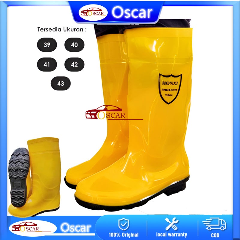 Jual COD Sepatu Boots Karet Boot KUNING Pria Kerja Safety Proyek Bot ...