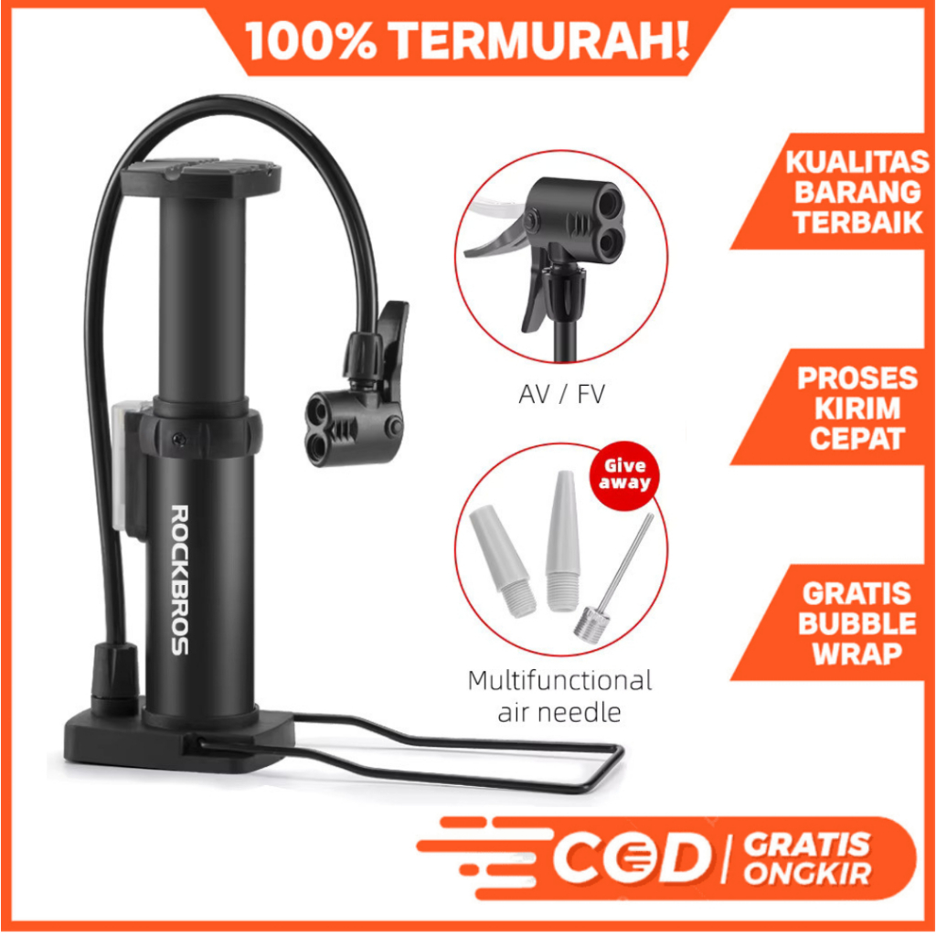 Jual Pompa Sepeda Motor Mobil Rockbros Alloy Pompa Injak 4522 Portable ...