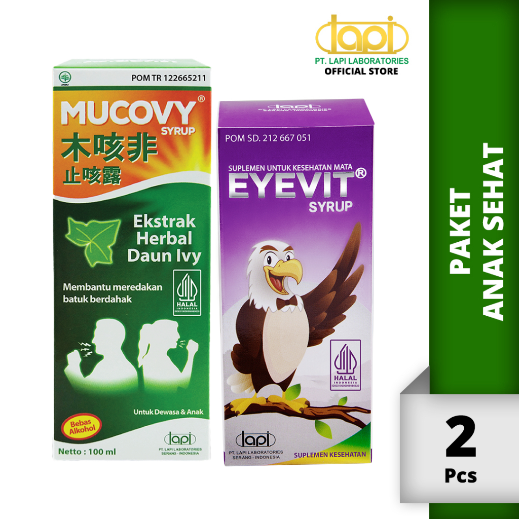 Jual Paket Anak Sehat - EYEVIT Syrup Botol isi 60ml & Mucovy Botol isi ...
