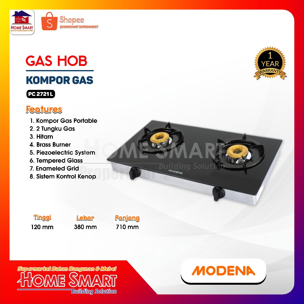 Jual MODENA PORTABLE GAS HOB - PC 2721 L | Shopee Indonesia