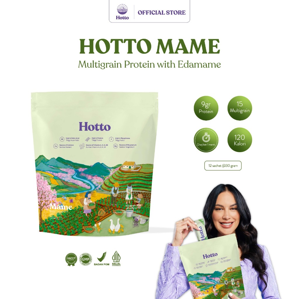 Jual HOTTO Mame Edamame 1 Pouch isi 12 Sachet Multigrain Protein ...