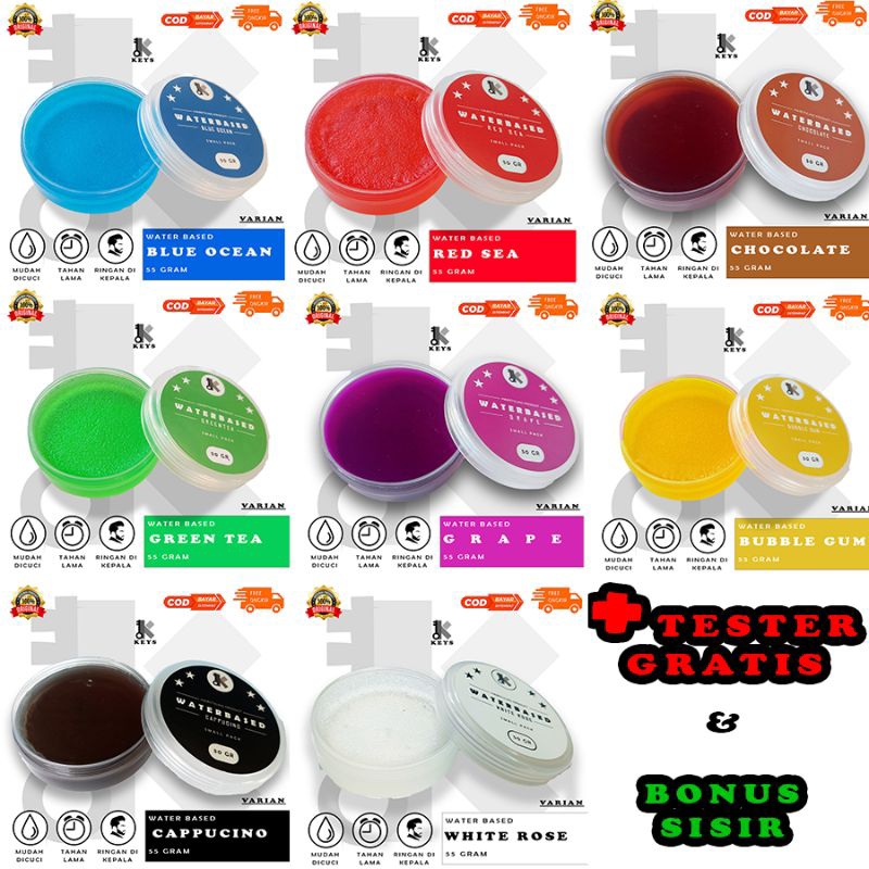 Jual PAKET USAHA POMADE WATERBASED 55gr / 1Kg (20+1pcs) +Sisir gratis ...