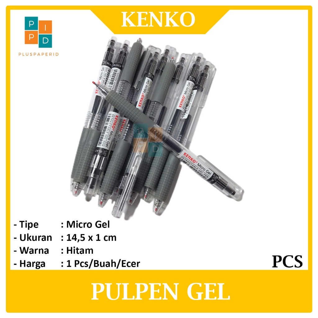Jual KENKO - Pulpen Gel Pen Micro Gel Retractable 0.28mm Hitam - Pcs ...