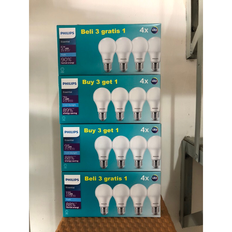 Jual PHILIPS Essential LED Bulb Buy 3 Get 1 free / 3 gratis 1 - 5w 7w ...