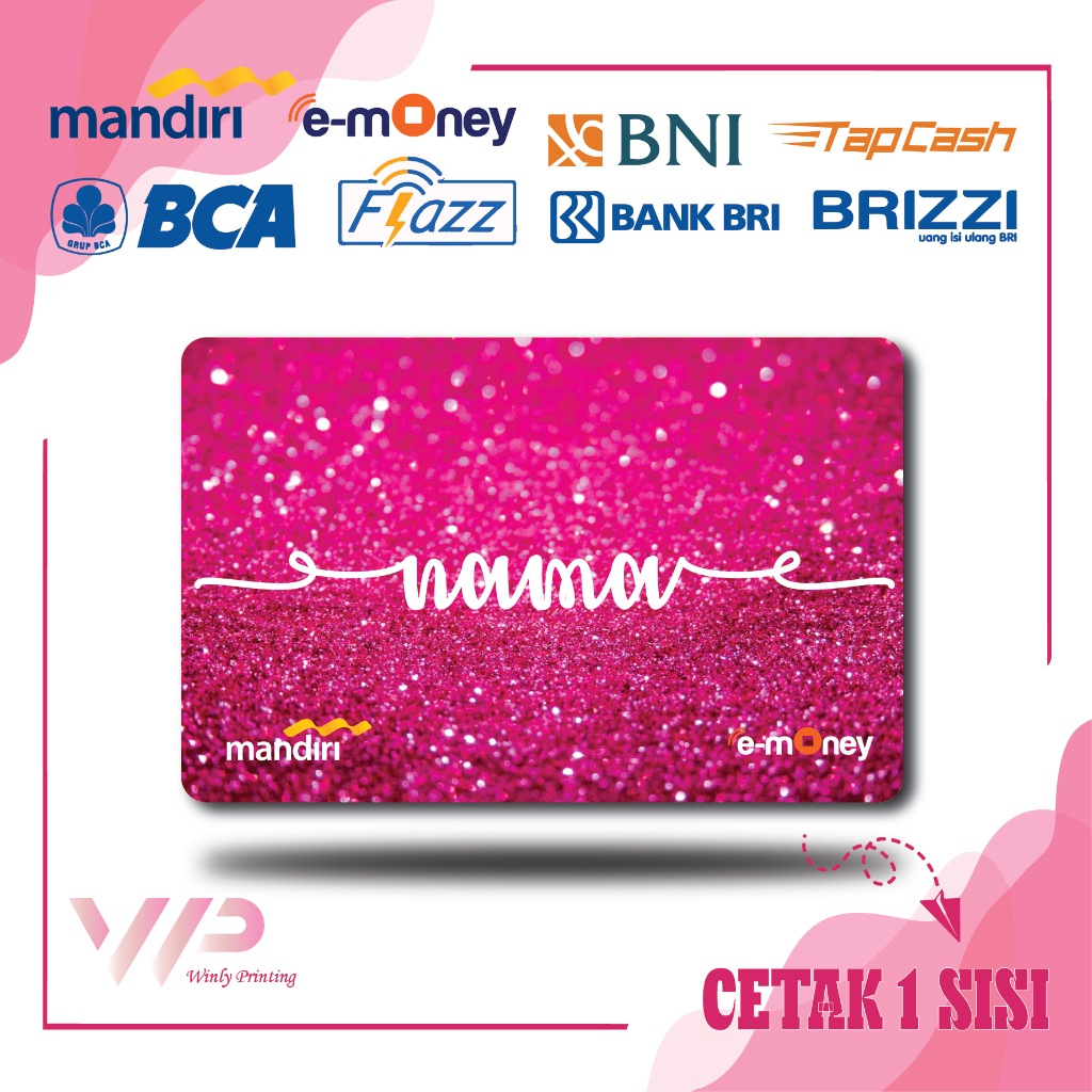 Jual KARTU EMONEY NAMA PINK FANTA GLITTER MERAH MUDA LUCU 2 E MONEY E ...