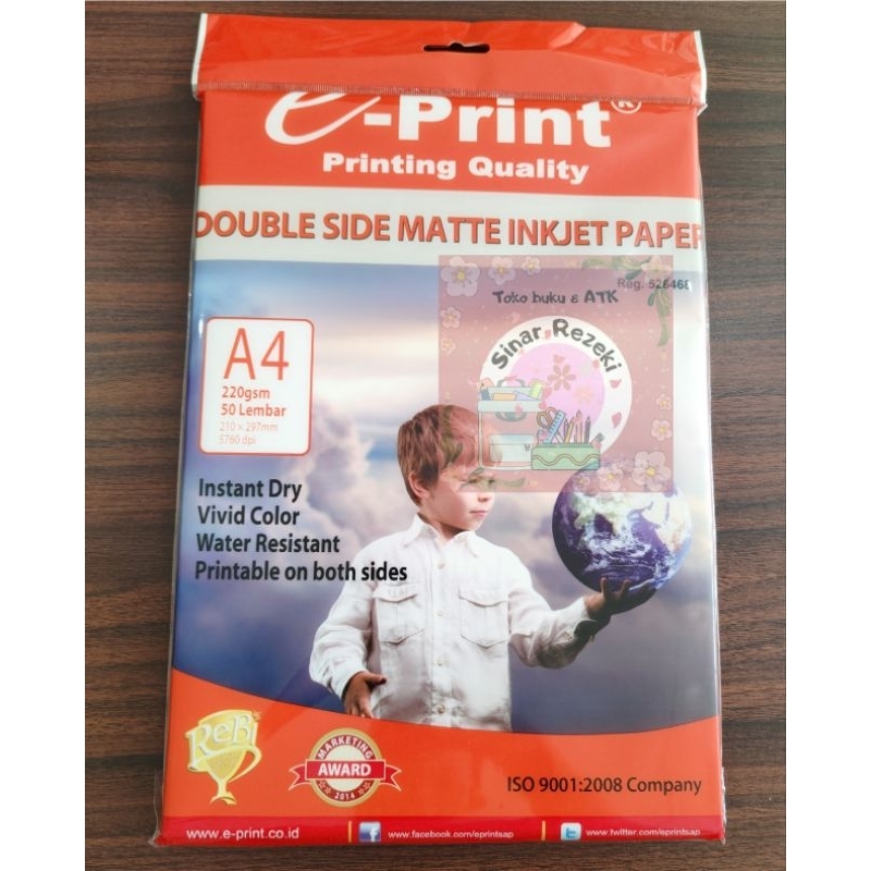 Jual 50 lembar!!220gsm!!Double side matte inkjet paper 220gsm/kertas ...