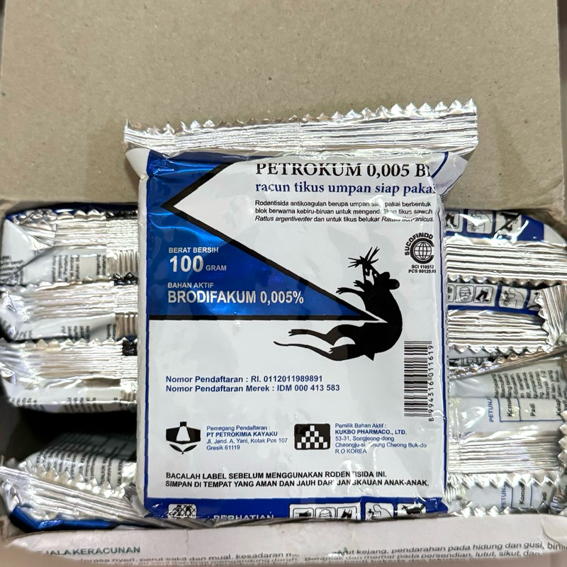 Jual RODENTISIDA PETROKUM 0,005 BB 100 GRAM 1 KOTAK ISI 10 BUNGKUS/RACUN TIKUS UMPAN SIAP PAKAI ...