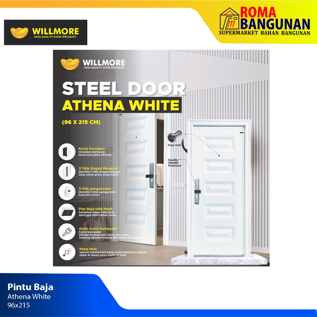 Jual Willmore Pintu Baja / Pintu UPVC Premium Steeldoor Athena White ...