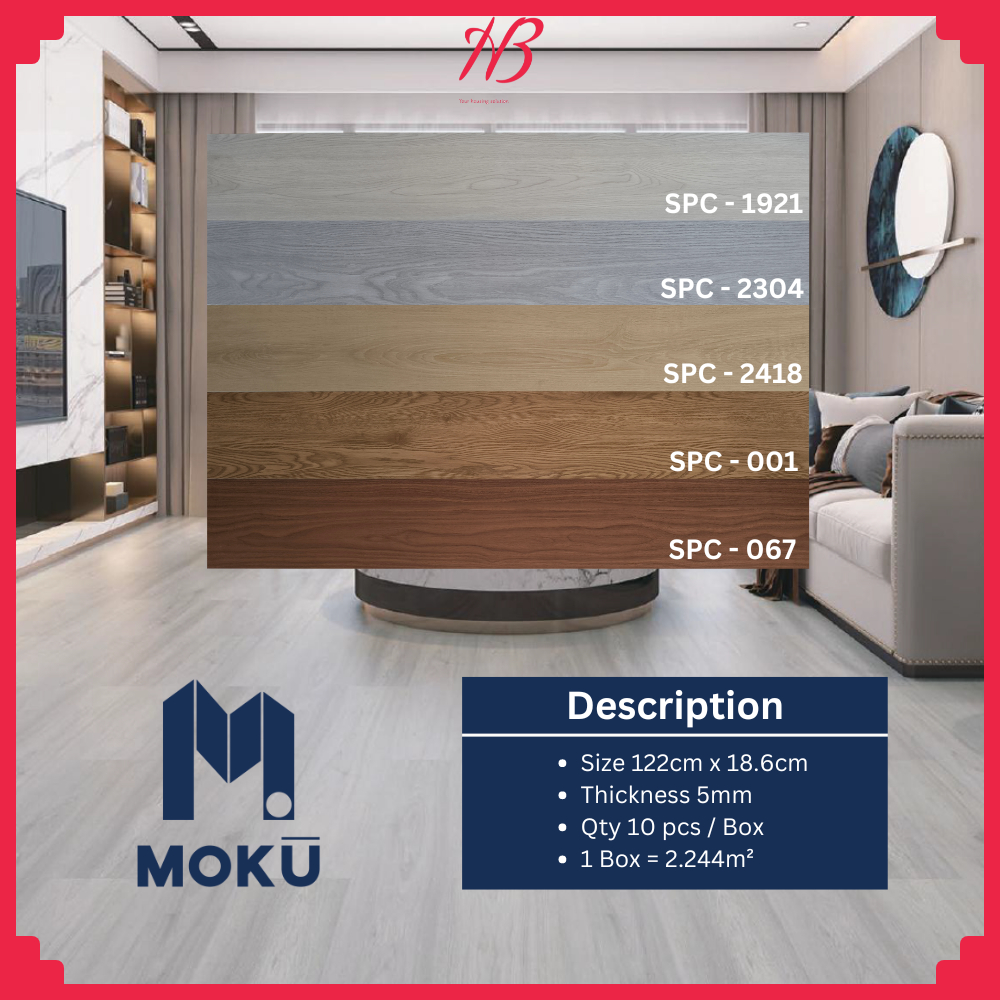 Jual MOKU SPC Lantai Tebal 5mm Klik / SPC Flooring / SPC Floor 1 BOX ...