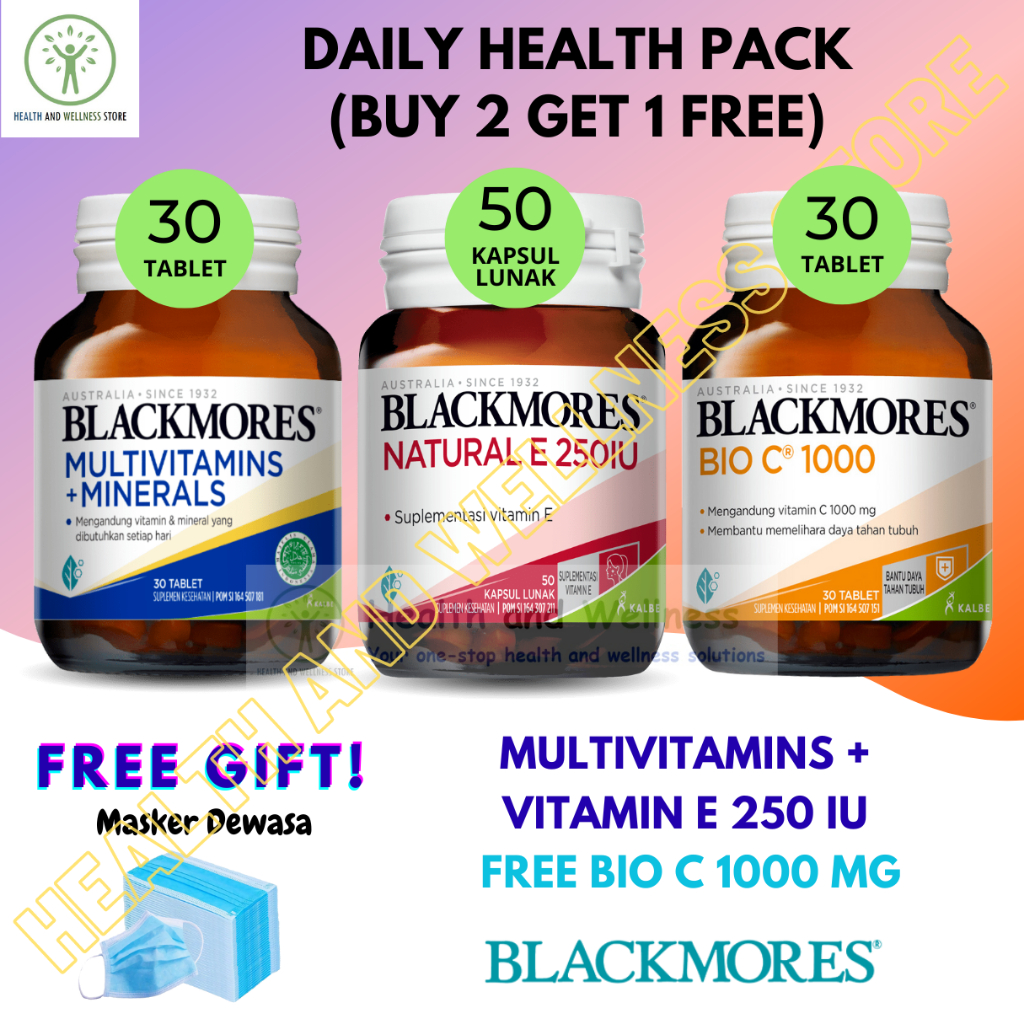 Jual BLACKMORES MULTIVITAMIN AND MINERAL 30 TABLET DAN NATURAL E 250 IU 50 TABLET MULTIVITAMINS ...