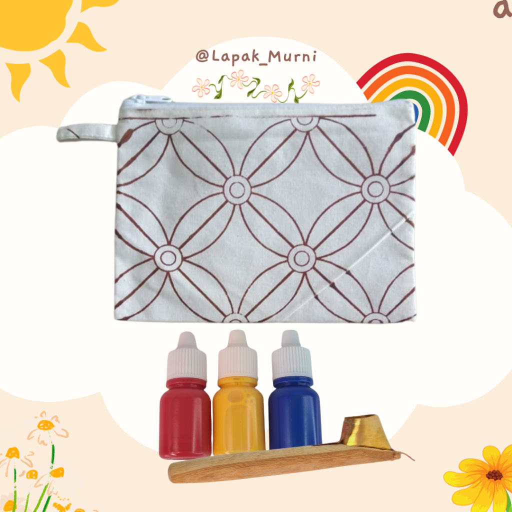 Jual Paket Batik Dompet Pouch lengkap dengan canting dan cat 3 warna ukuran 20x15 cm termurah ...