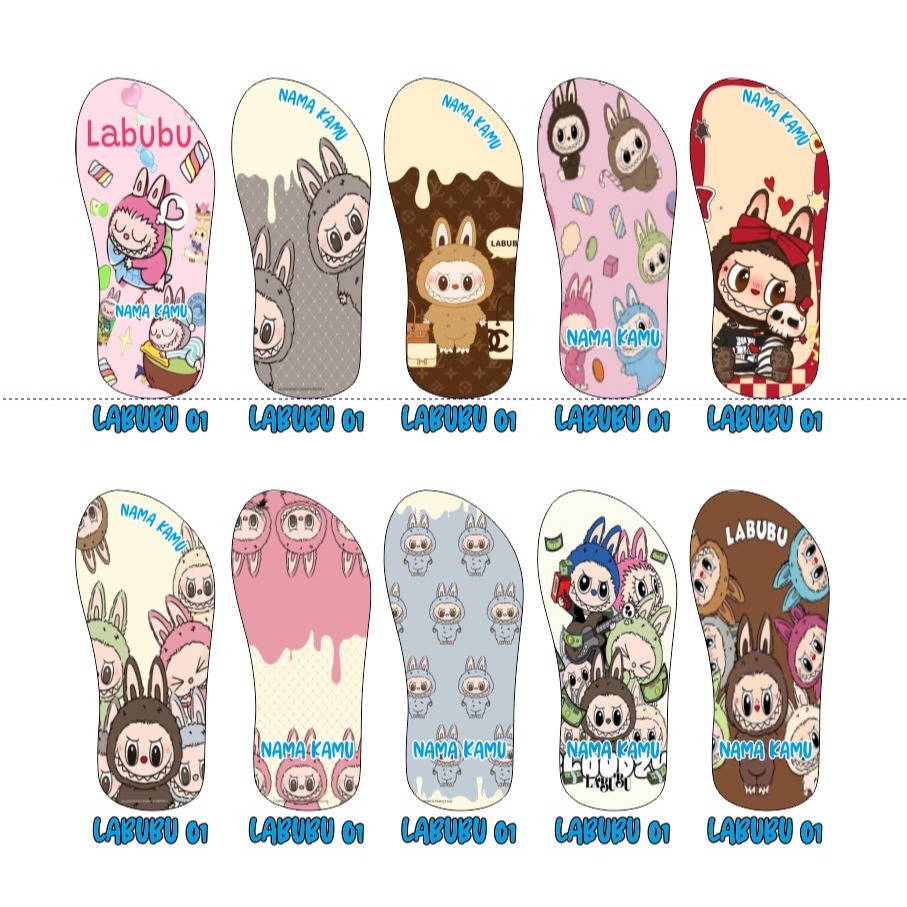 Jual Sandal Labubu Bisa Pakai Nama | Gratis Pakai Nama | Sandal Jepit ...