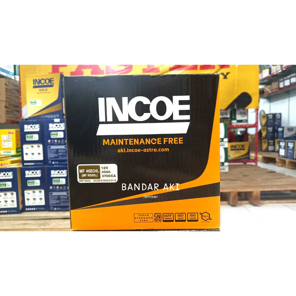Jual aki mobil incoe Kering / MF type NS60 & NS 60L 12 volt - 45ah = 46B24/L | Shopee Indonesia