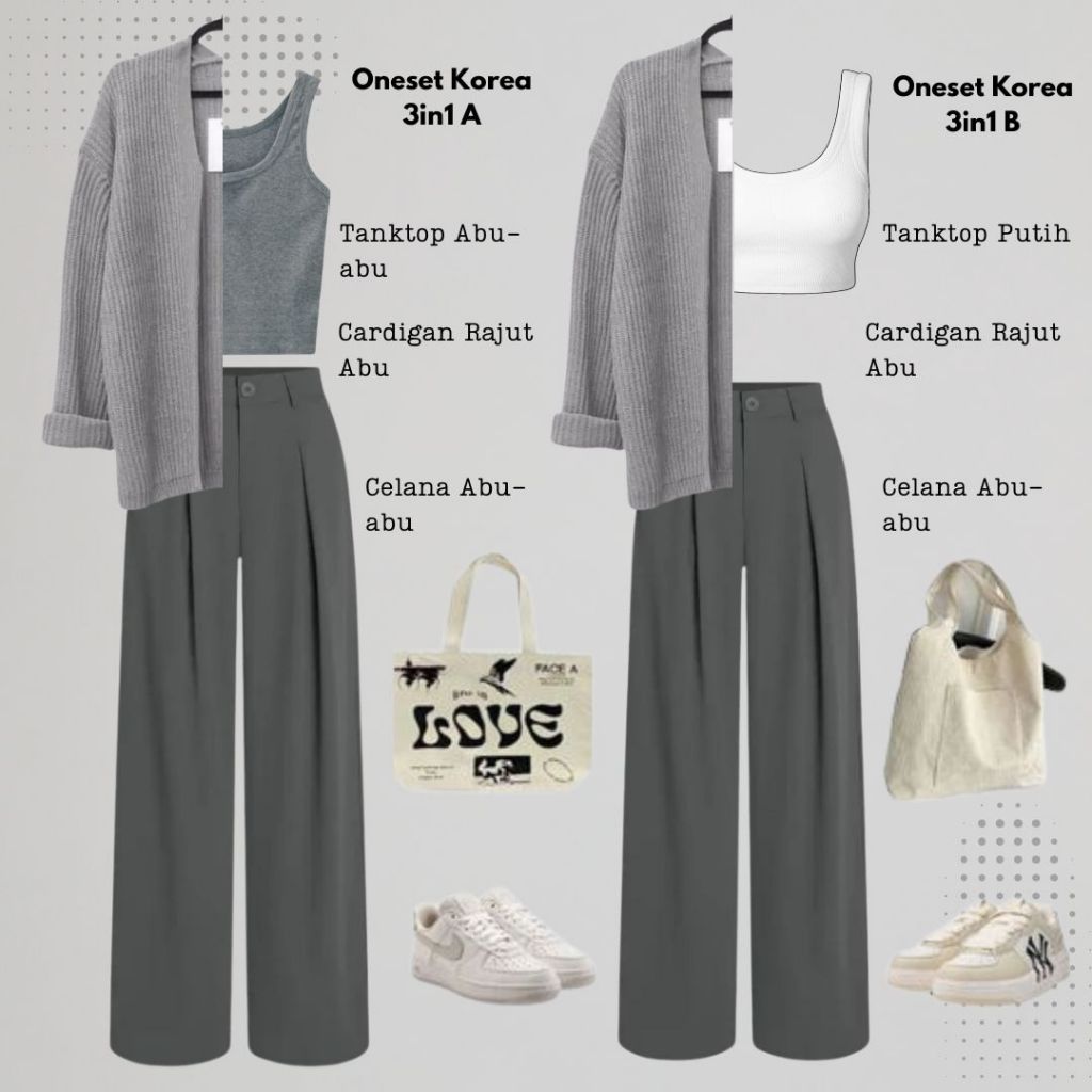 Jual 3in1 Set Kekinian ala Korea (Tanktop , Cardigan, Celana) OOTD ...