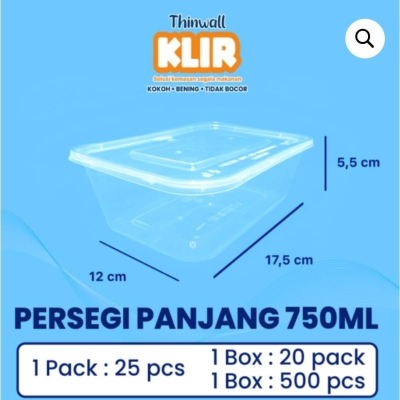 Jual (1 pack isi 25 pcs) Thinwall Klir Rect 750ml | Shopee Indonesia