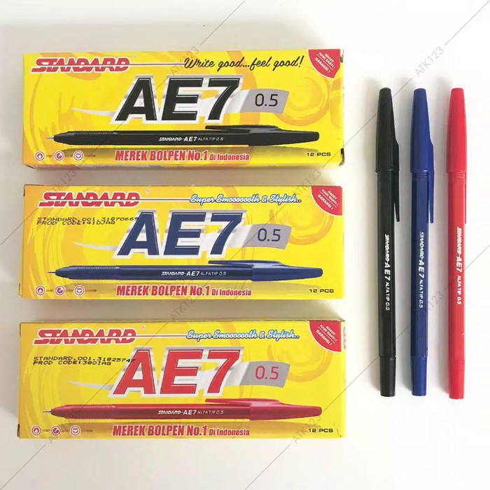 Jual STANDARD BALLPOINT AE7 OPAQUE 1 PACK / BULPEN STANDARD HITAM / BIRU / MERAH 1 PACK | Shopee ...