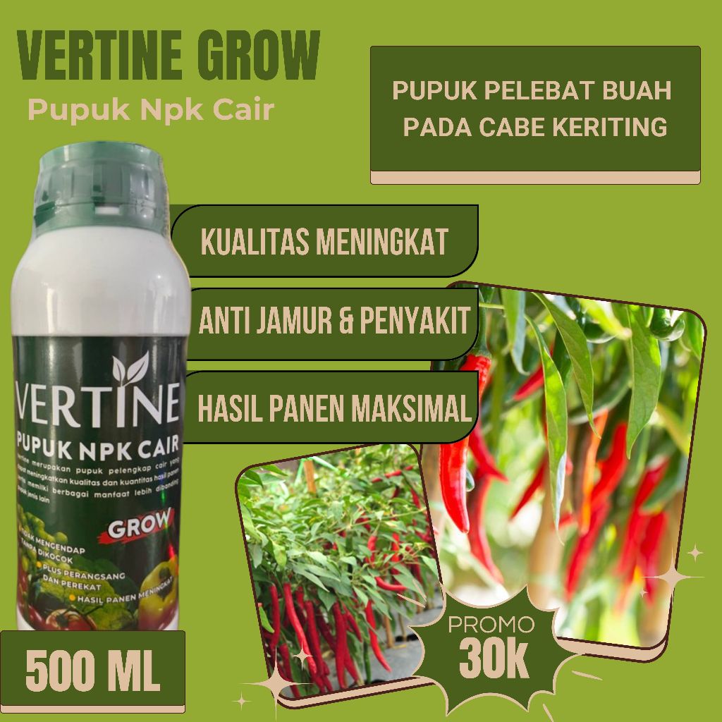 Jual Pupuk Perangsang Pada Tanaman Cabe VERTINE GROW isi 500 ML - Booster Buah cabe Berbuah ...