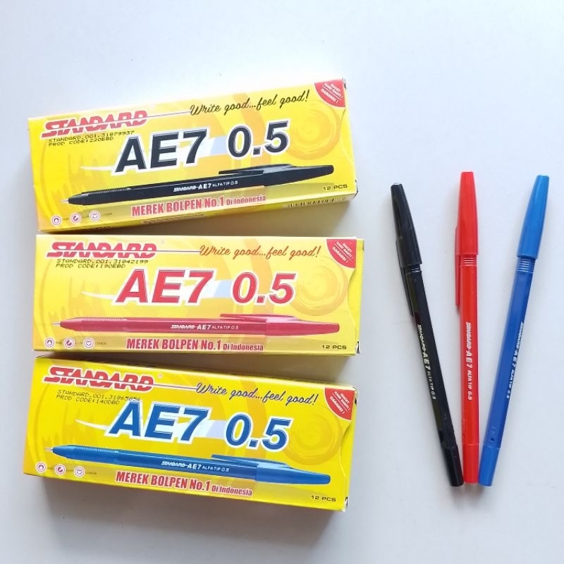 Jual Pulpen Ballpoint Standard AE7 ( 12 Pcs ) [ Original ] | Shopee ...